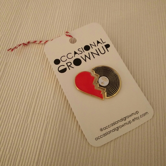 occasionalgrownup | Jewelry | Heart Record Vinyl Music Pin Set Enamel ...